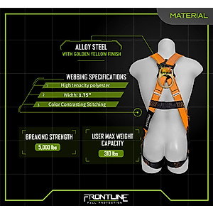 Frontline 100VTB Combat™ Economy Series Full Body Harness with Tongue Buckle Legs (Universal) | OSHA and ANSI Compliant