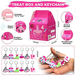 Pink Party Favors 72 Pc Princess Party Stickers Keychain Hot Pink Sunglass Bubble Wand Treat Box for Girl Hot Pink Birthday Party Supplies