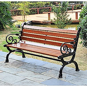 Garden Benches , Patio Bench Park Bench Outdoor Conversation Couch, Outdoor Solid Wood Garden Bench, Anti- Corrosion Wood Cast Iron Frame Park Bench, Outdoor Porch Decorative Terrace Bench (Size : 120