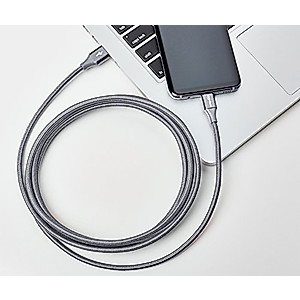 Amazon Basics USB-C to USB-A 2.0 Fast Charging Cable, Nylon Braided Cord, 480Mbps Transfer Speed, 10 Foot, Dark Gray