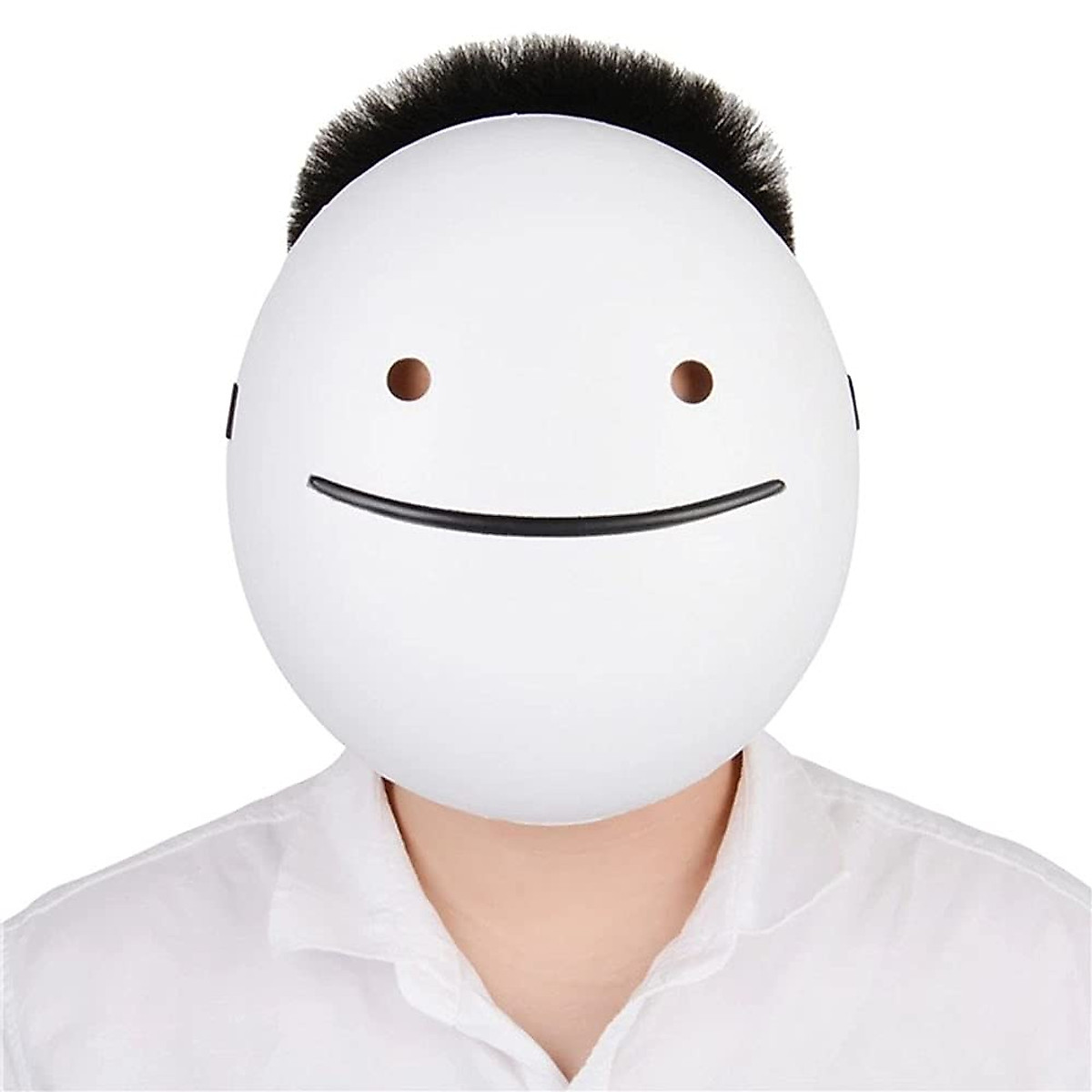 Unisex Halloween Dream Mask Anime White Smile Dream Masks Full Face Mask Helmet Cosplay Props Party Accessories, 9 inch