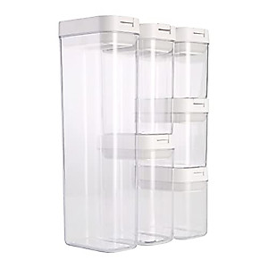 Gurislife Airtight Food Storage Containers Set of 6(Contains 3 sizes),Kitchen Pantry Organization BPA Free Plastic Cereal Containers Storage with Easy Lock Lids,0.4Lx3pc/0.7Lx2pc/1.5Lx1pc