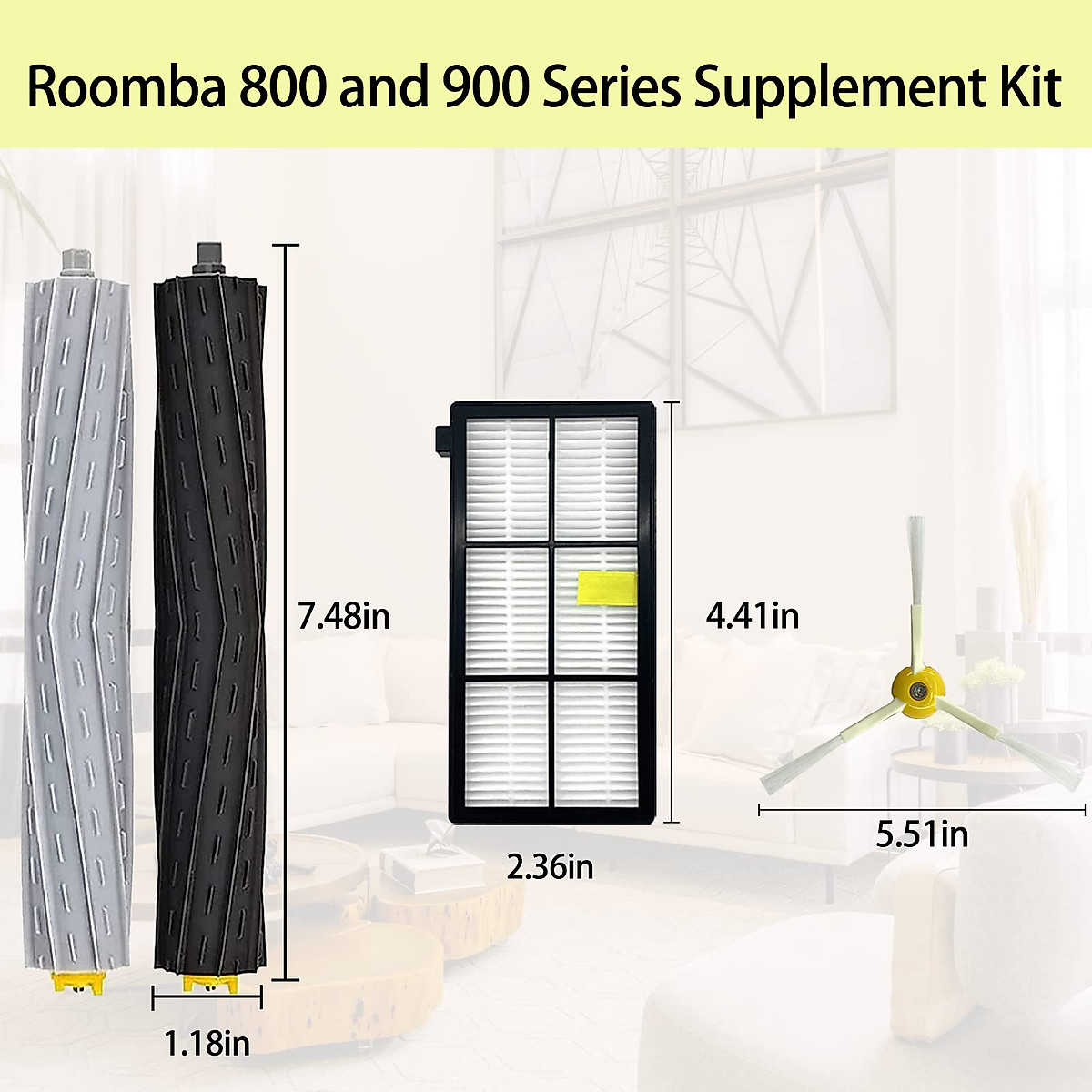 Replacement Parts for iRobot Roomba 800 900 Series 805 860 870 871 880 890 960 980 985 Vacuum Cleaner Accessories,10 HEPA filters, 10 side brushes, 3 roller brushes