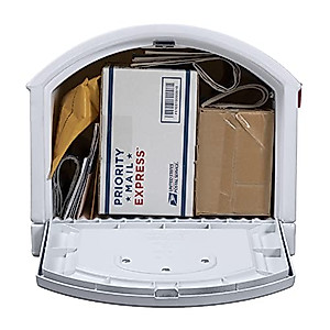 Step2 Town-to-Town XL Post-Mount Mailbox, Weather Resistant, Large Outdoor Mailboxes, Made of Durable Plastic, Easy to Install, USPS T4 Sized Mailbox, Flag Included, Classic White