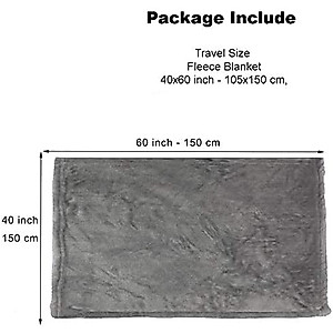 NICE COM SUPPLY Travel Blanket, 40X60, Portable, Warm, Cozy, Throw, for Car, Airplane, Chair, Small, Fleece, Full Body Cover, Grey