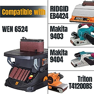 POWERTEC 4 x 24 Inch Sanding Belts, 4 Each of 60 80 120 180 240 400 Grits, 24PK, Aluminum Oxide Belt Sander Sanding Belt Assortment, Sandpaper for Makita Belt Sander (110002-P2)