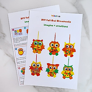 Winlyn 24 Sets Foam Owl Decorations DIY Owl Fall Craft Kit Assorted Foam Owl Shapes with Autumn Leaves Pumpkins Googly Eyes Pom-Poms for Kids Gift Halloween Thanksgiving Holiday Classroom Art Activity