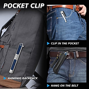 ohmonlyhoo Pocket Knife, 3.5 inch Folding Knife with Pocket Clip and Leather Sheath,Bluewood Handle Tanto Knife, For Men and Women