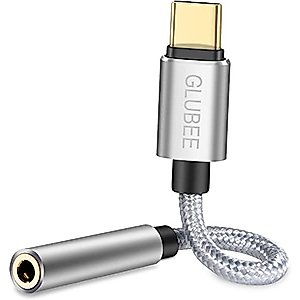GLUBEE USB C to 3.5MM Headphone Jack Adapter, USB Type-C to 3.5MM Adapter Braided Nylon Cable DAC Adapter Compatible with iPhone 15 Series iPad Pro 2022 Galaxy S23 Pixel 7 Mate 60 Pro