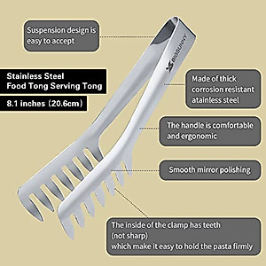 MSY BIGSUNNY 2 Pack Pasta Tong, Stainless Steel Food Tong Serving Tong, Spaghetti Tong