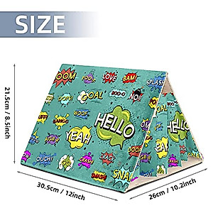 Y-DSIWX Guinea Pig Hideout House Bed, Collection of Explosion Comic Word Graphics Rabbit Cave, Squirrel Chinchilla Hamster Hedgehog Nest Cage