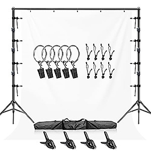 LimoStudio 10 x 9.6 feet Large and Heavy Duty Backdrop Stand with Elastic String Clip, Crossbar Ring Clip, Spring Clamp, Background Support System Kit for Photography, Events, AGG3002