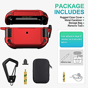 Valkit Compatible Airpods Pro Case Cover with Lock, Full-Body Military Rugged Air Pod Pro Shockproof Case for Men Women Hard Shell iPod Pro Protective Skin with Keychain for Airpods Pro 2019, Red