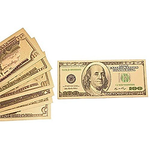 LONG7INES USA President 1/2/5/10/20/50/100 Dollar Bill Banknote, 24k Gold Coated Legacy Limited Edition Chief Executive Banknote Bill Great Gift for Coin Currency Collectors and Republican (70 Pack)