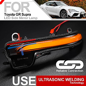 LED Dynamic Side Mirror Turn Signal Lights for 2020-2023 Toyota GR Supra Smoked Lens Sequential Turn Signal Lights Indicator Accessories LED Side Mirrors Marker Lamps