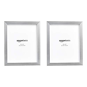 Amazon Basics Rectangular Photo Picture Frame, 8" x 10", Pack of 2, Nickel