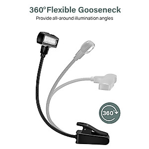Kootek Music Stand Light, Eye Caring Clip-on Piano Light, 360° Flexible Neck Adjustable Brightness USB Rechargeable Light Lamp for Piano, Sheet Music, Book Reading