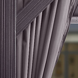 PURPLE LEAF 12' X 20' Permanent Hardtop Gazebo Aluminum Gazebo with Galvanized Steel Double Roof for Patio Lawn and Garden, Curtains and Netting Included, Grey