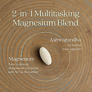 New Chapter Magnesium + Ashwagandha Supplement, 325 mg with Magnesium Glycinate, 2.5x Absorption, Muscle Recovery, Heart & Bone Health, Calm & Relaxation, Gluten Free, Non-GMO - 60 ct (2 Month Supply)