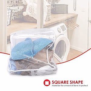 Laundry Bag For Washing Machine, (White), By Home Basics | Lingerie Mesh Laundry Bag With Zipper | Washer Bags For Laundry and Travel