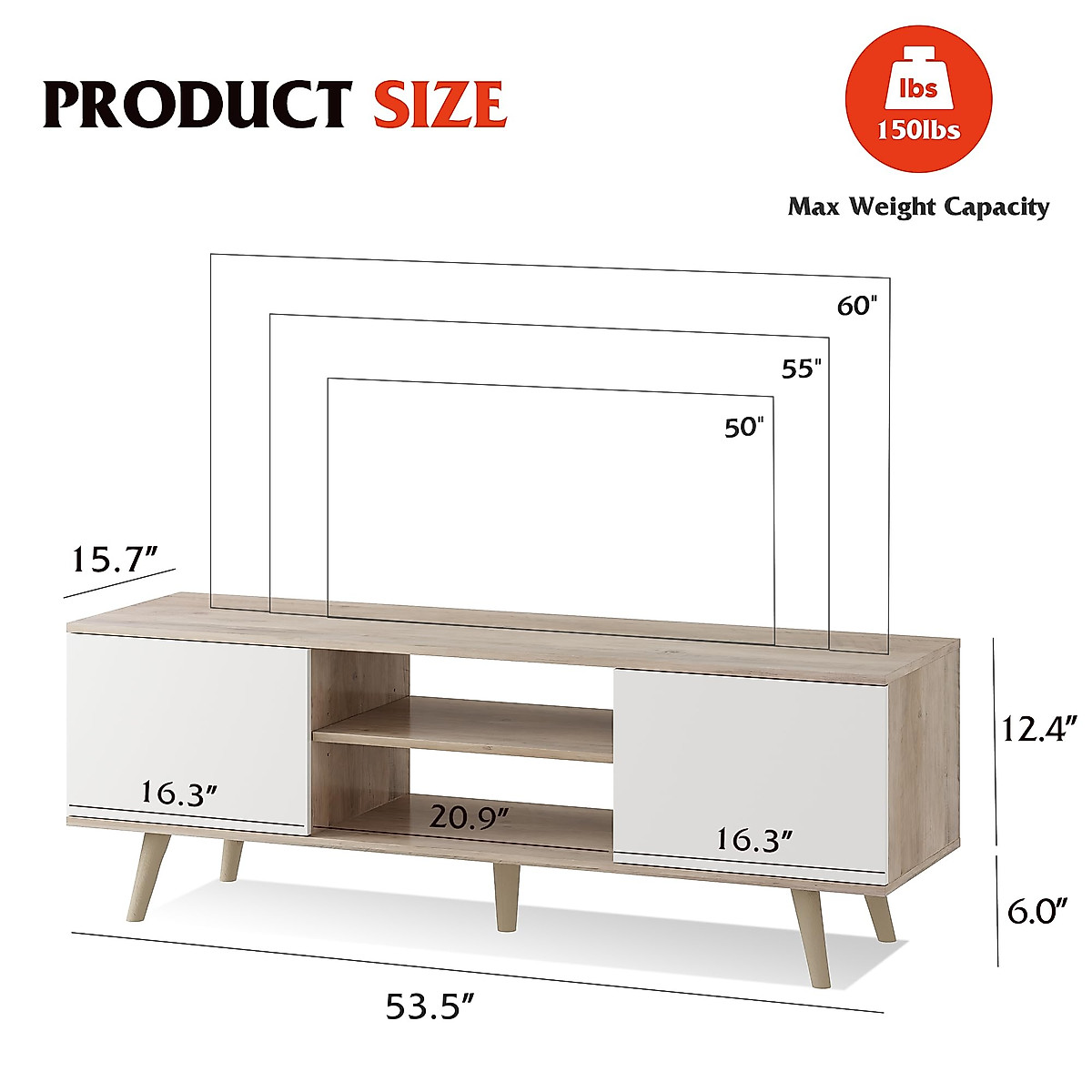 WLIVE TV Stand for 55 60 inch TV, Boho Entertainment Center with Storage Cabinets, TV Console for Living Room Decor, Greige White