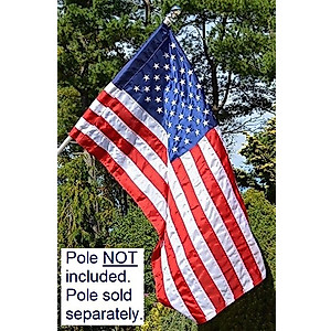 US Flag Factory - 3x5 FT American Flag (Pole Sleeve) (Embroidered Stars, Sewn Stripes) Outdoor SolarMax Nylon Flag - 100% Made in America (3x5 FT)