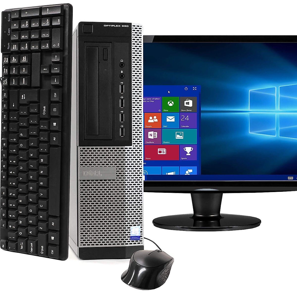 Dell Optiplex 990 Desktop Computer Package - Intel Quad Core i5 3.1GHz Processor, 8GB RAM, 500GB Hard Drive, DVD, 19 Inch LCD Monitor, New USB Keyboard, Mouse & WiFi, Windows 10 (Renewed)