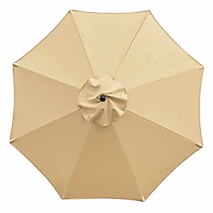 Sunnyglade 9ft Patio Umbrella Replacement Canopy Market Umbrella Top Outdoor Umbrella Canopy with 8 Ribs (Tan)