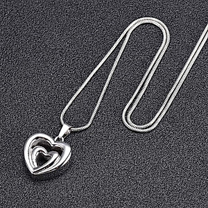 OPPJB Lockets Necklace Necklace Cremation Necklace Urn Cremation Keepsake Ashes Urns Double Heart Shaped Stainless Steel Cremation Pendant for Ashes Urn Souvenir Necklace Men Women Keepsake Jewelry