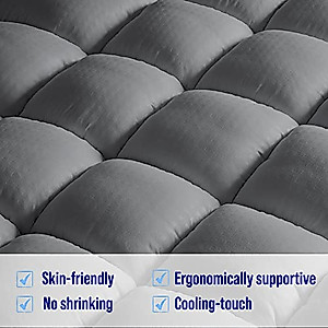 HYLEORY California King Size Mattress Topper for Back Pain, Extra Thick Cooling Mattress Pad Cover, Down Alternative Overfilled Plush Pillow Top with 8-21 Inch Deep Pocket, Grey