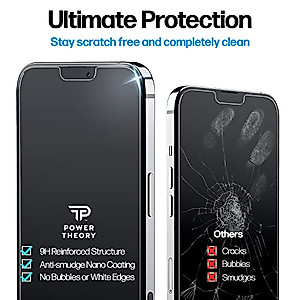 Power Theory Privacy Screen Protector for iPhone 14 Plus, iPhone 13 Pro Max Tempered Glass Anti Spy protection with Easy Install Tray