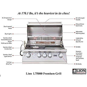 AMS Fireplace AMS Lion 32 Grill Package w Double Access Drawer and Horizontal Single Door and single side burner and Refrigerator | (Natural Gas), Stainless Steel