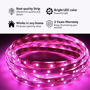 1 feet/0.5M Light Strip by FLOATING GRIP - LED Light Strip with USB Plug and Removeable Sticker on The Back. (Pink)