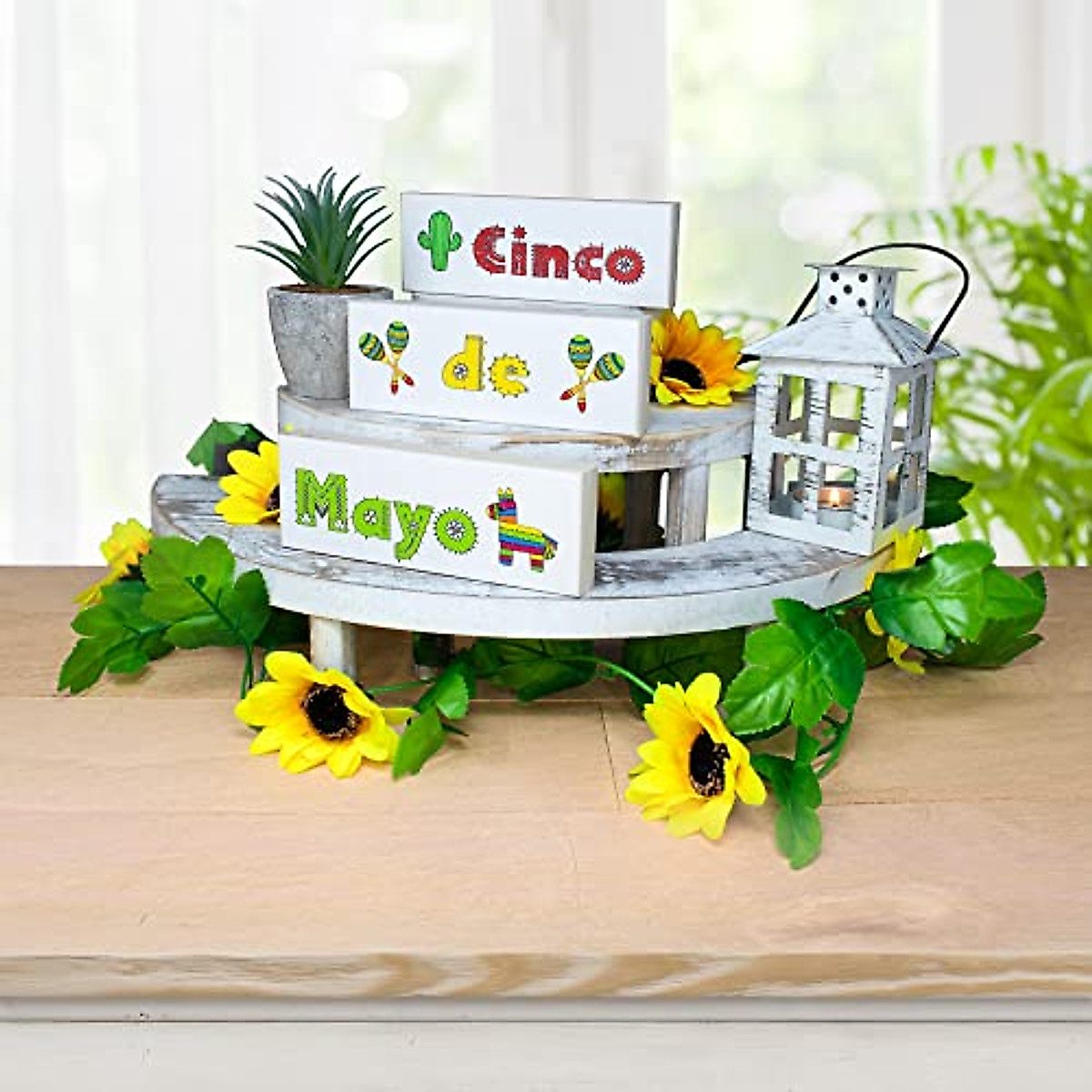 JennyGems Cinco De Mayo Wooden Signs Set, Decor for Cinco De Mayo, Tiered Tray Sign for Cinco De Mayo, Made in USA