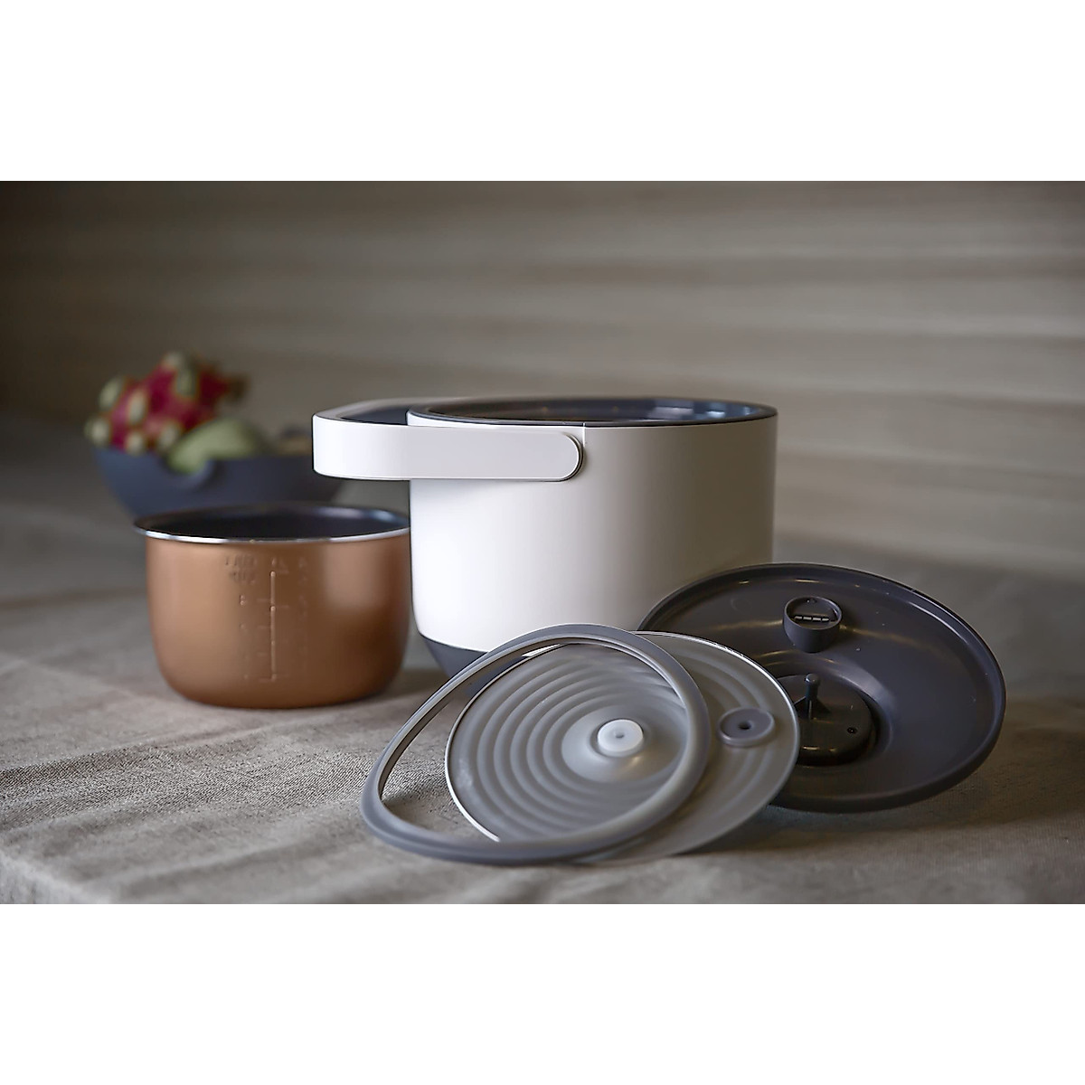 DesignNest PowerCooker Multi-cooker, Steamer, Auto Warmer, Fast Cooking, Portable Pot, Detachable Heating Base, 5 Cooking Models, Touch Control Panel, Soup, Rice, Stews, Oatmeal & Yogurt, White