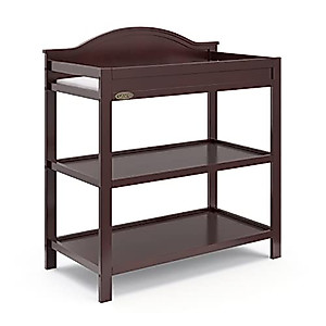 Graco Clara Changing Table (Espresso) - GREENGUARD Gold Ceritifed, Includes Bonus Water-Resistant Changing Table Pad with Safety Strap, 2 Open Shelves