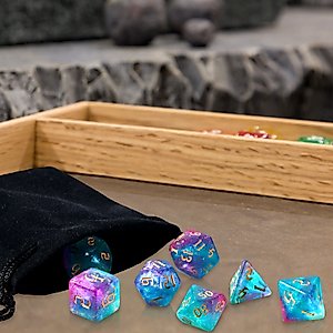 D20 Dice Set Dice Resin Translucent Colors Polyhedral Dice with Dice Box and Organza Bag Giant D4 D6 D8 D10 D12 D20 Dice Set for Role Play Games and Table Games