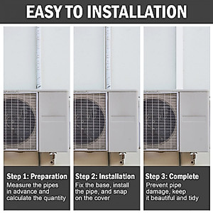 YoleShy 3'' 9 Ft Mini Split Line Set Cover PVC Mini Split Cover Kit Easy Installation Decorative Line Cover Kit for Mini Split AC Line Cover Kit for Heat Pump & Units Air Conditioners
