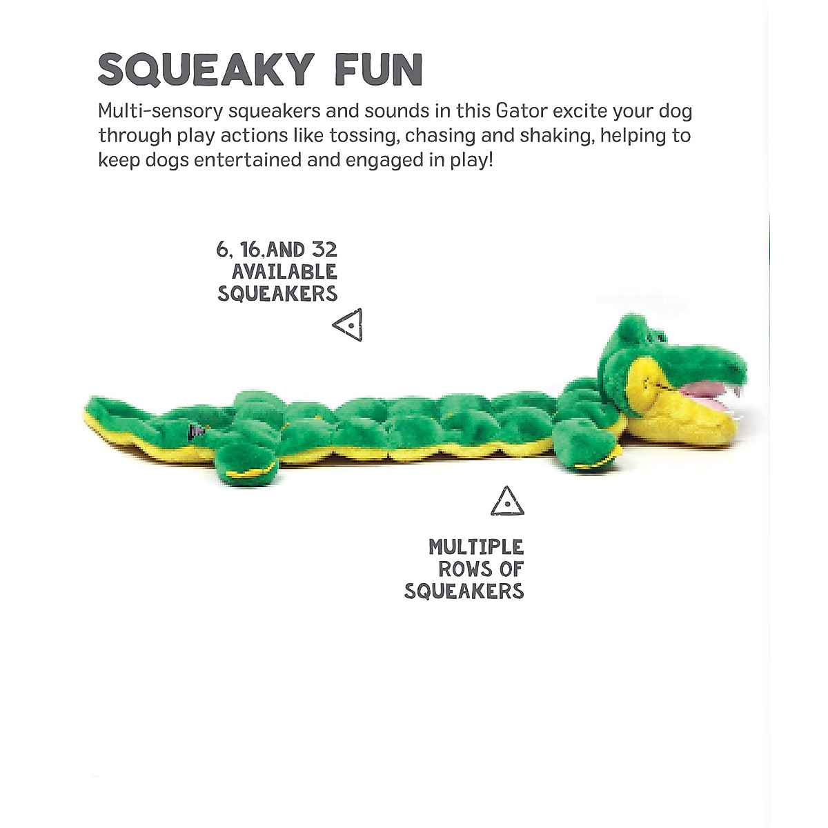 Outward Hound Squeaker Matz Plush Gator Dog Toy, XXL