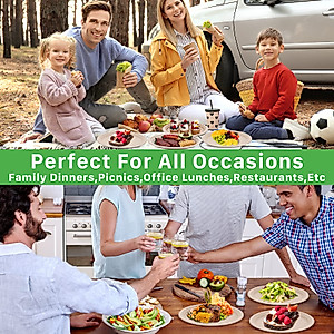 50 Pack Oval Paper Plates,100% Compostable Paper Plates,12 inch Paper Plates Heavy Duty,Disposable Paper Plates,Natural Bagasse Unbleached Eco-Friendly Sugarcane Plates for BBQ Party Picnic Gathering