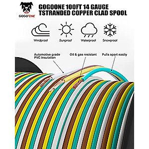 GOGOONE 14 Gauge 100FT 4-Way Trailer Towing Wiring Harness Bonded Wire Spool, 4-Wire Replacement Trailer Wire, Ideal for All Basic Wiring Needs Boat Marine Vehicle