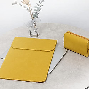 HYZUO 13.3-14 Inch Laptop Sleeve Case Compatible with MacBook Pro 14 M2/M1 Pro/Max A2779 A2442 2021-2023, MacBook Air 13 Inch 2010-2017, with Accessory Bag-Olive Yellow
