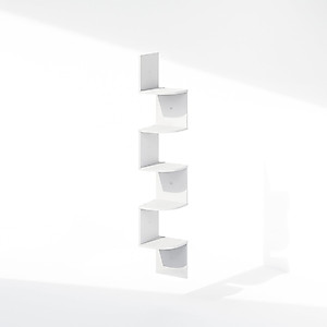 Furinno 5-Tier Floating Corner Shelf, Wall Mount Shelves for Storage and Display, White
