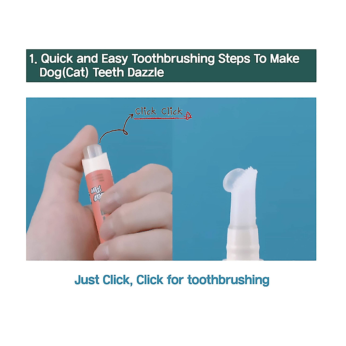 HIBOS Dog Toothbrush Toothpaste Dental Care - All in One Kit, Dog Toothpaste in Toothbrush, Dog Tooth Whitening & Cleaning, Dog Oil for Healthy Gums. (1 Pack)