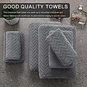Ferdilan 8 Pack Gray Bath Towel Set, 2 Extra Large Bath Towel Sheets, 2 Hand Towels and 4 Washcloths Ultra Soft and Absorbent Chair Towels for Bathroom, Quick Dry Towel for Home Hotel