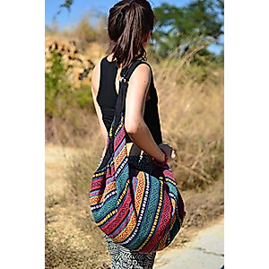 Luggage Hobo Crossbody Bag Shoulder Bag Travel Bag Messenger Bag Hippie Boho Bohemian Large Purse (Black)