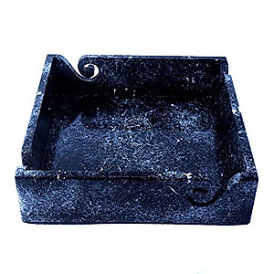 Hind Handicrafts Solid Dark Handmade Crafted Wooden Portable Antique Yarn Storage Bowl Tray - Holder for Knitting Crochet Hook Accessories - Multipurpose Organiser (Granite, 10" x 10" x 2.5")