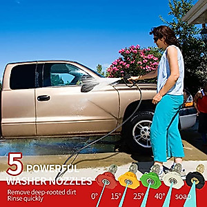 XUNCHI Pressure Washer Gun with Replacement Extension Wand, 5 Nozzle Tips Power Washer Gun with 3/8 Quick Connector 40 Inch, 4000 PSI