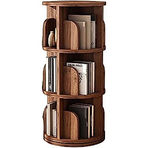 Bookcases Creativity Corner Shelf Bookshelf Solid Wood Revolving Floor Standing Children Living Room 360 Degree Rotating Storage HAOHAOMAI, Brown, 39x99cm