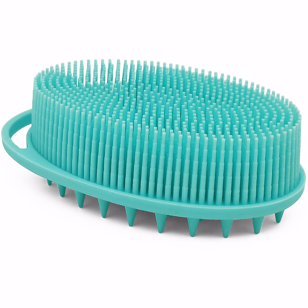 Silicone Body Brush, Exfoliating Body Scrubber, Silicone Body Scrubber Loofah, Silicone Bath Brush, Soft Exfoliating Body Bath Shower Scrubber Brush for Kids and Adults All Kinds of Skin（Green）